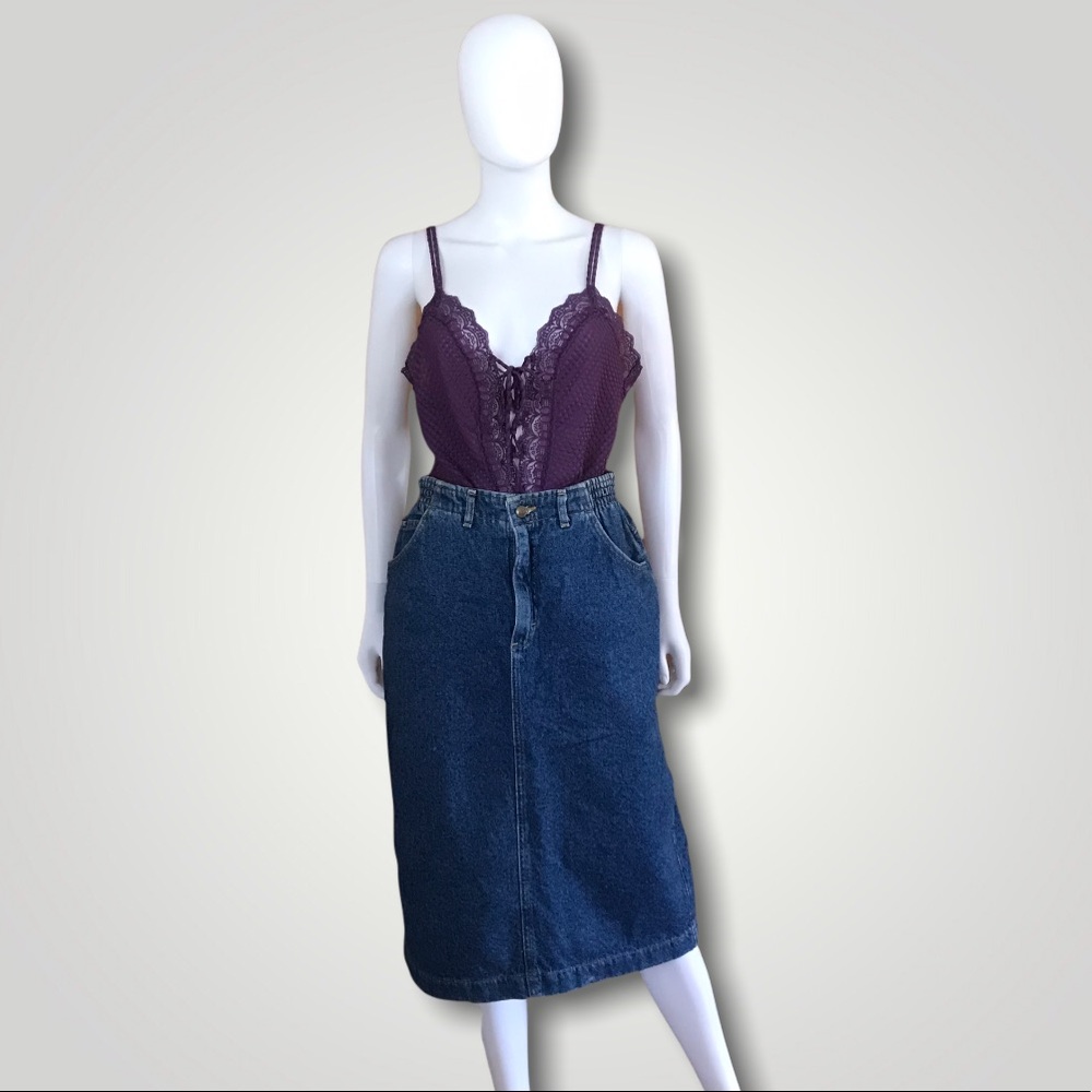 Vintage Lee Denim Skirt, 10 - Gem